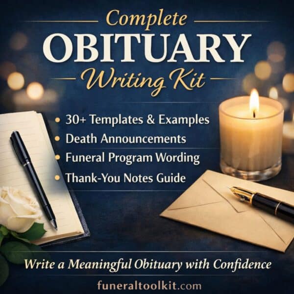 Complete Obituary Kit: 30+ Obituary Templates, Death Announcements ...